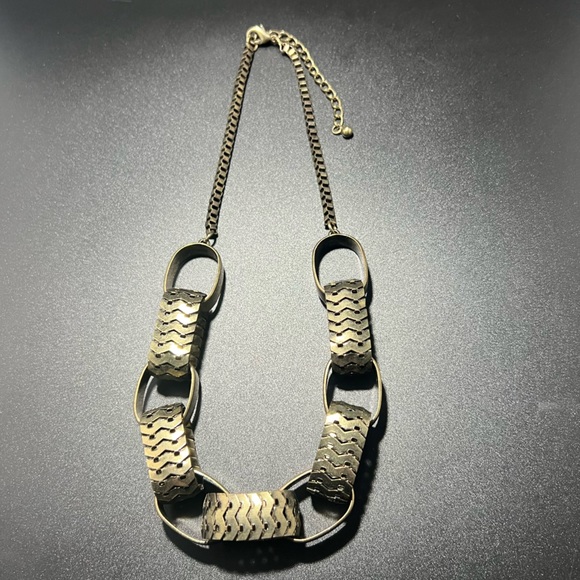 Jewelry | Vintage Brass Tone Metal Chain Loop Statement Necklace Circle ...